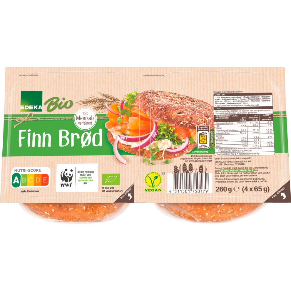 EDEKA Bio Finn Brød 260 g | Toast & Weißbrot | Brot & Backwaren | Alle ...